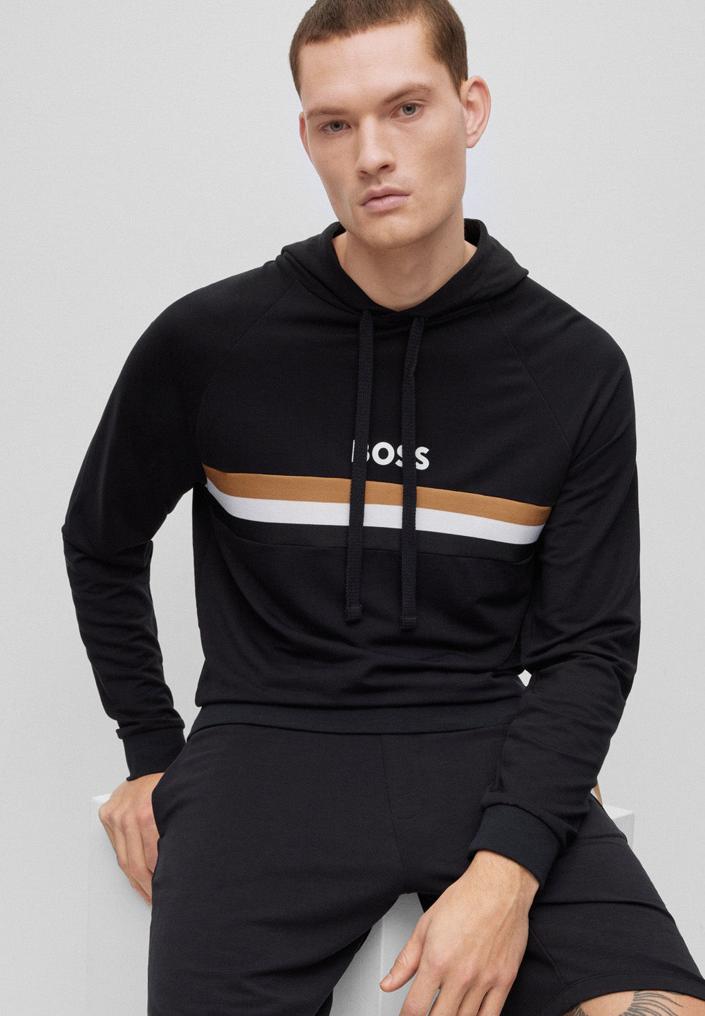 Hugo Boss Signature Stripe and Logo Hoodie Black - Stillo.dk – Stillo